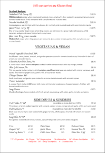 Food Menu - Sachi's Restaurant
